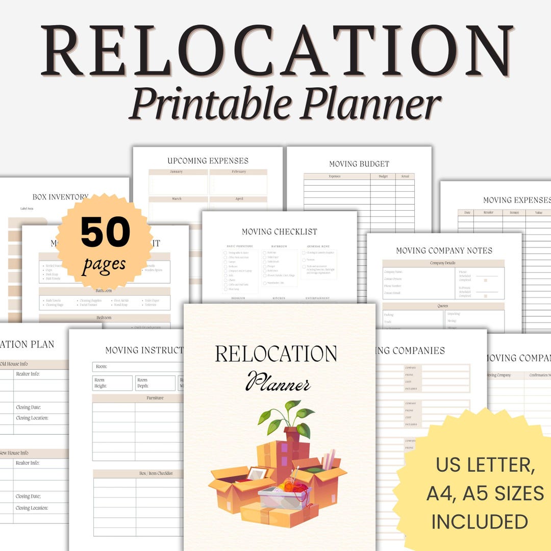 Relocation Printable Planner: Moving Checklist, Budget, and Journal ...