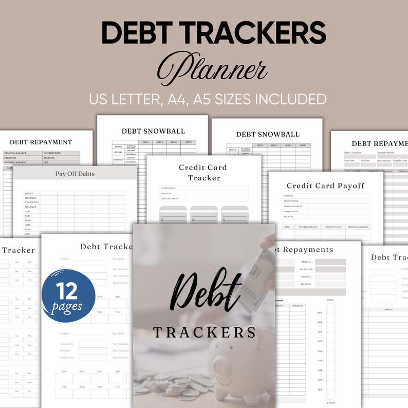 Printable Debt Tracker Planner, Debt Payoff Tracker PDF, Credit Card ...