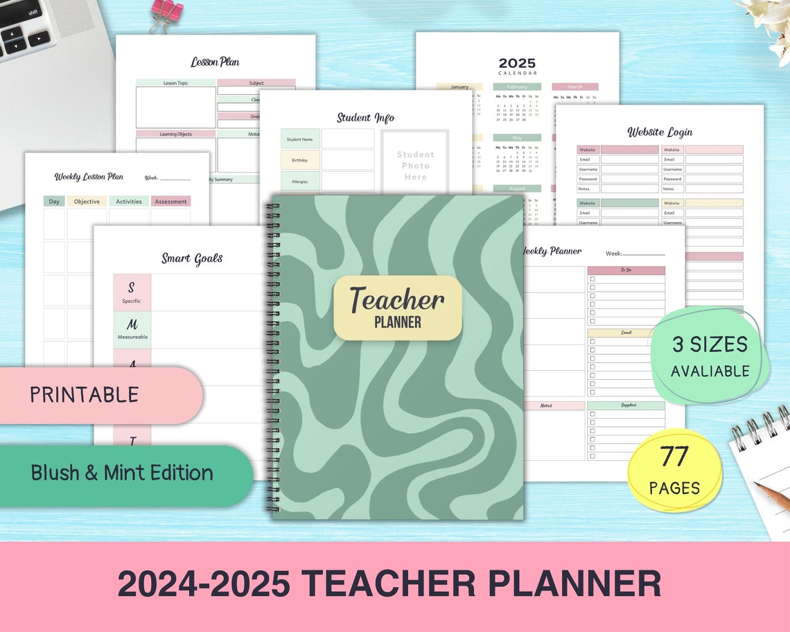 Printable Teacher Planner 2024-2025 * Lesson Preparation Planner ...