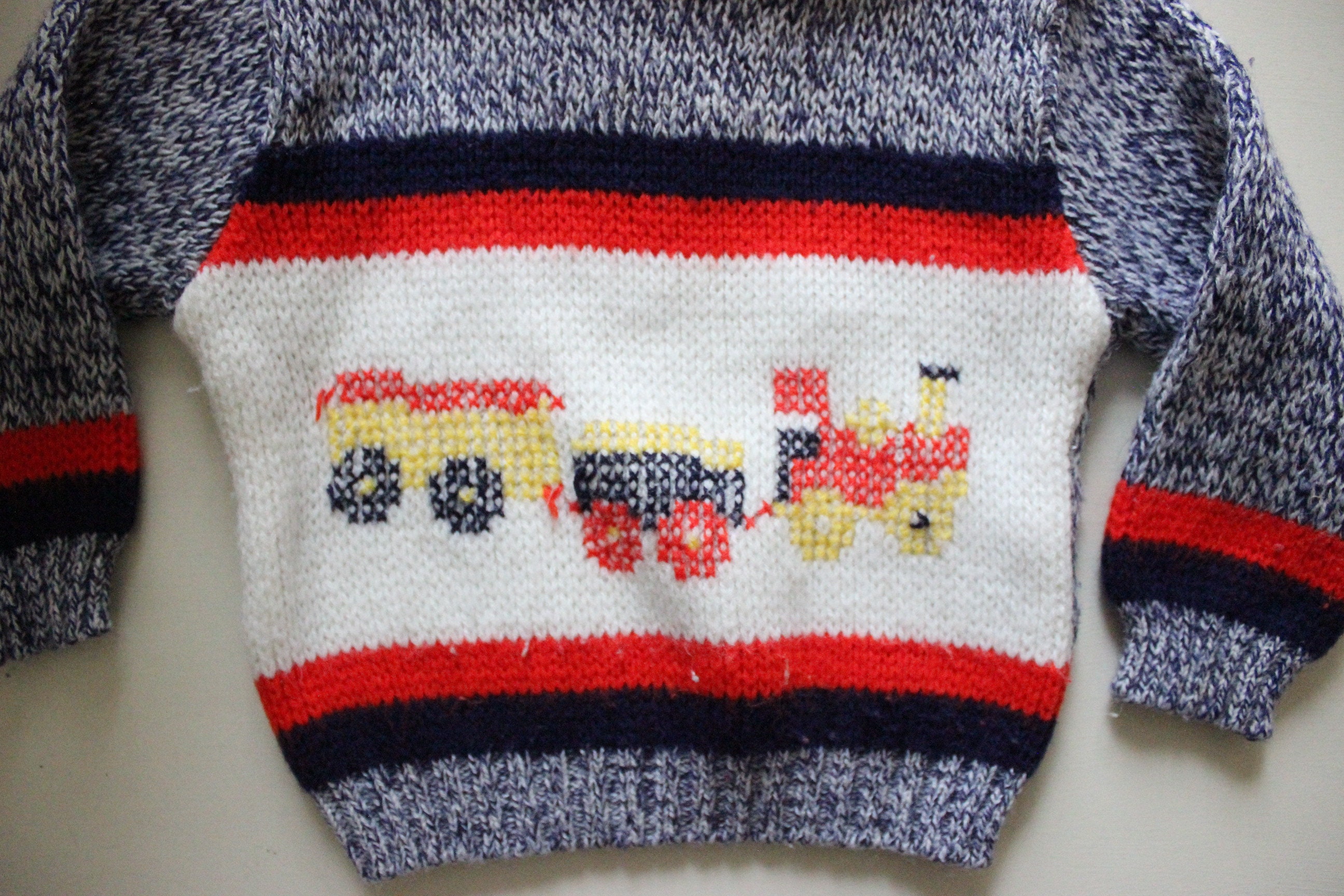 18 Months Deadstock Novelty Train Sweater With Matching Winter Hat ...