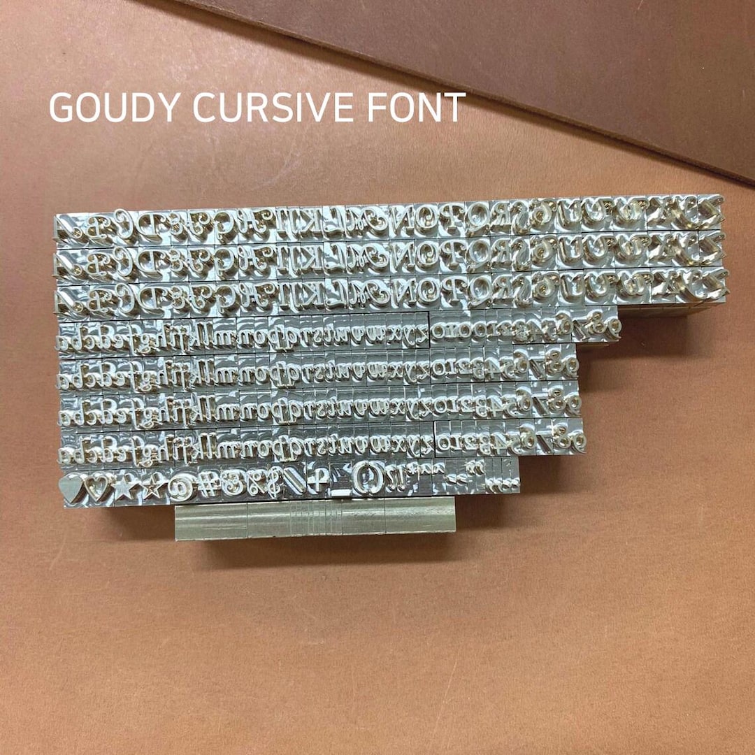 Goudy Cursive Brass Alphabet Stamp Set for Leather, Numbers & Symbols ...