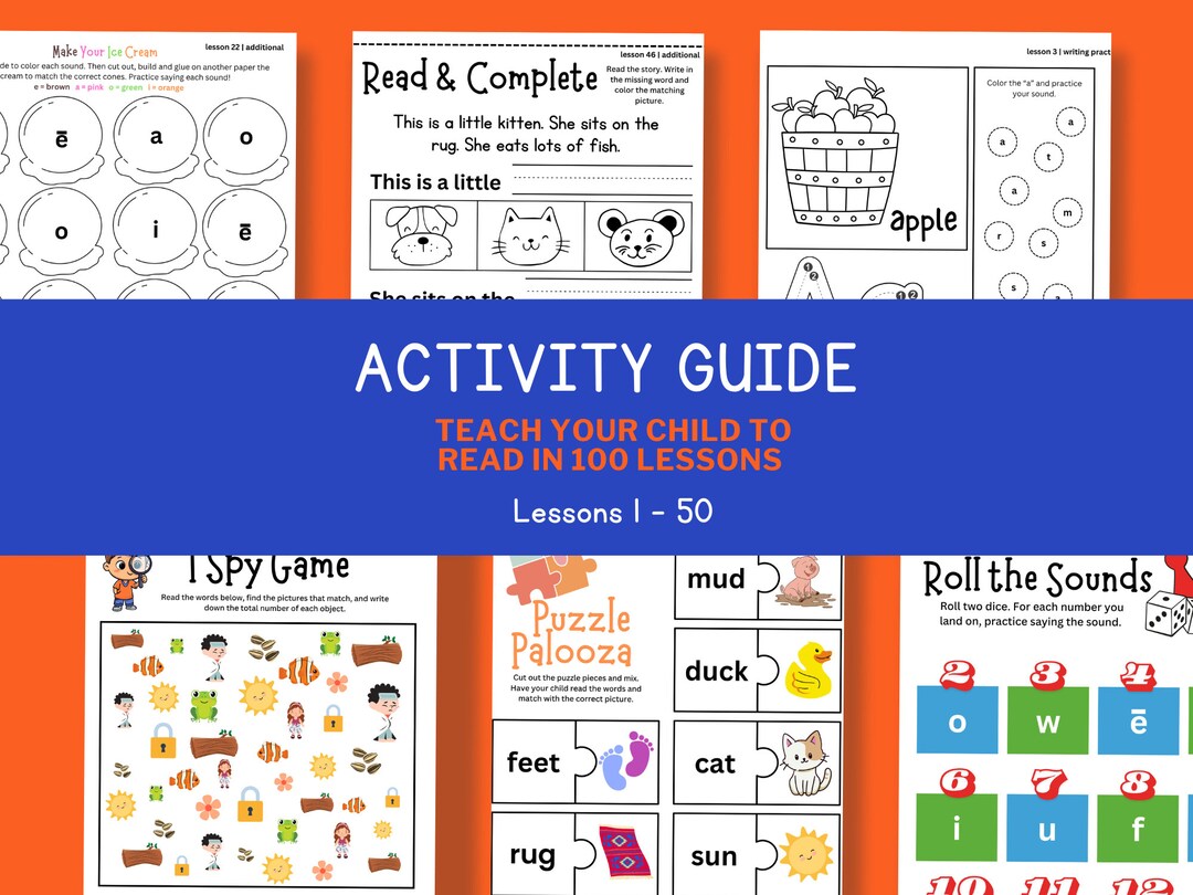 Teach Your Child to Read in 100 Easy Lessons - Activity Guide (1-50) - Etsy