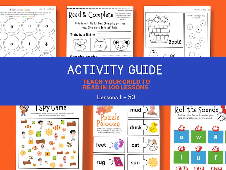 Teach Your Child to Read in 100 Easy Lessons - Activity Guide (1-50) - Etsy