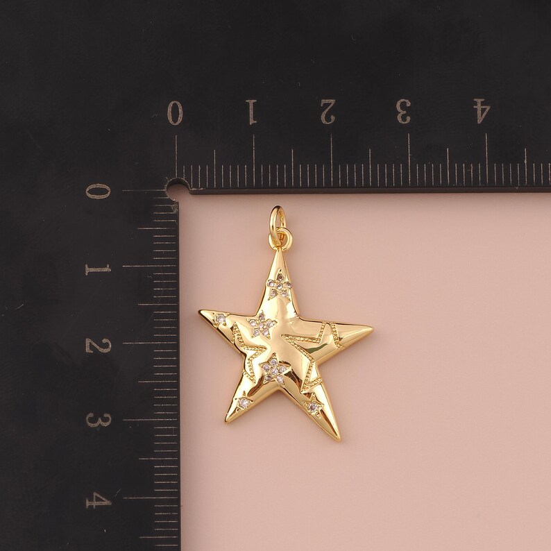 Gold Star Pendant 18k Gold Filled Star Charms Micropavé Zirconia Charm ...
