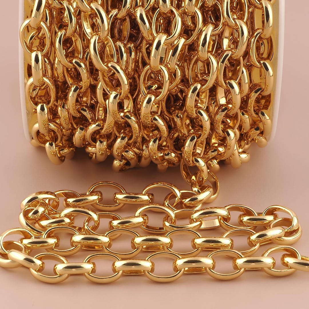 Gold Rolo Chain 18k Gold Filled Semi Finished Chain DIY Jewelry Making ...