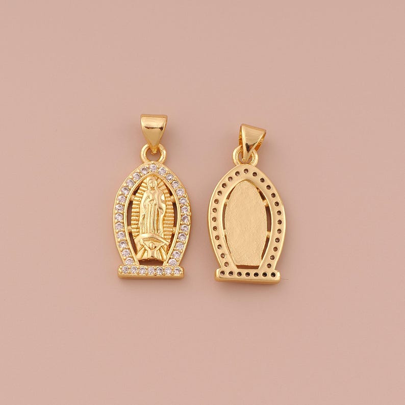 Gold Virgen María Pendant 18k Gold Filled Religion Charms Micropavé ...