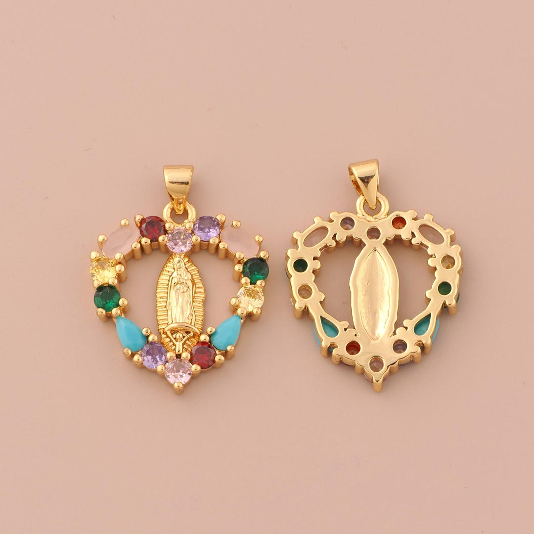 Gold Virgin Mary Pendant 18k Gold Filled Religious Charms Catholic ...