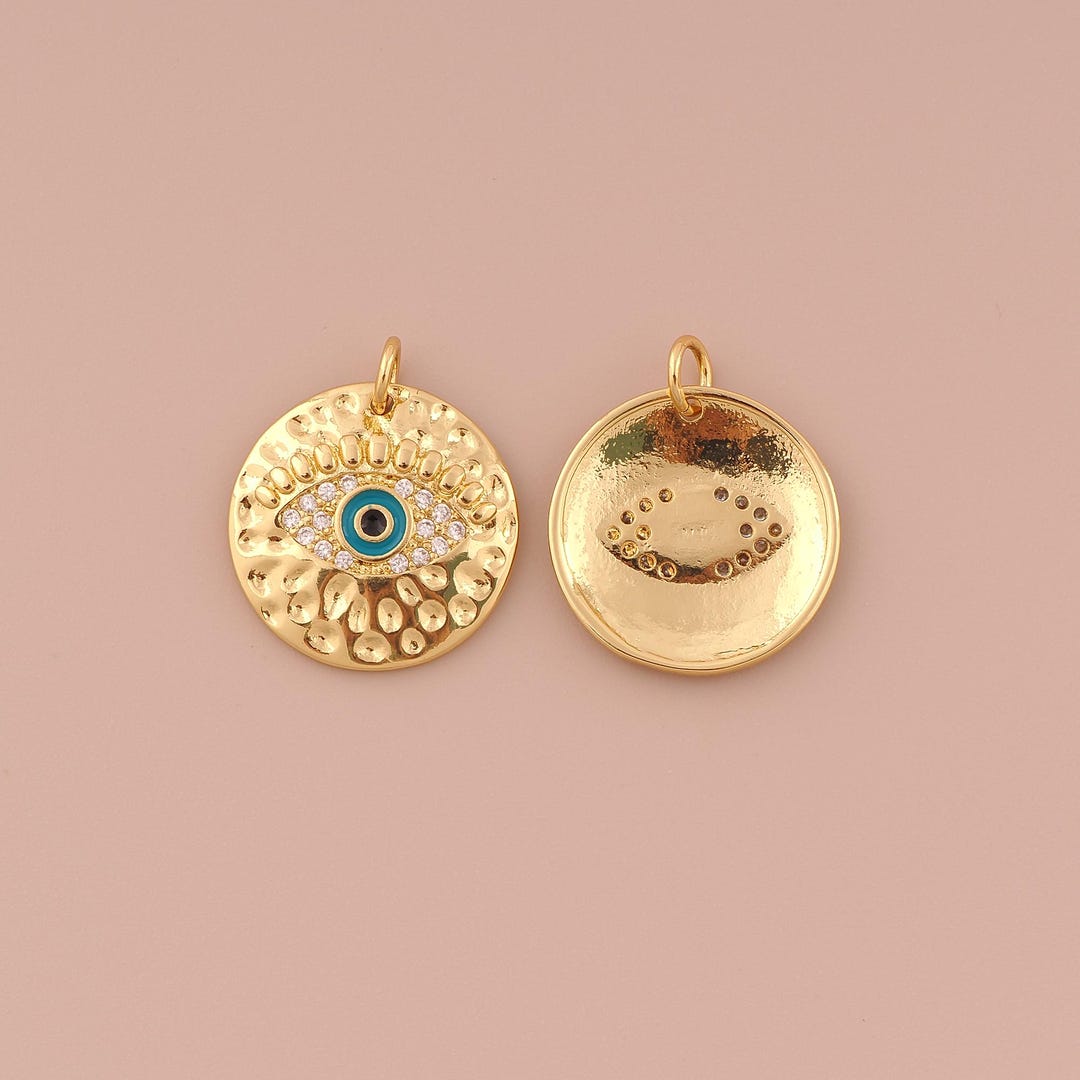 Gold Enamel Devil Eye Pendant 18k Gold Filled Evil Eye Charms Micropavé ...