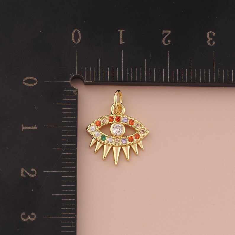 Gold Devil Eye Heart Pendant 18k Gold Filled Evil Eye Charms Micropavé ...