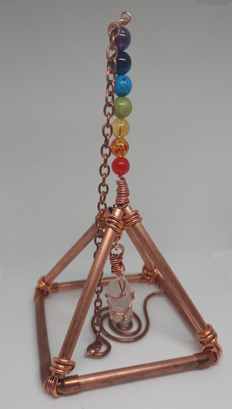 Copper Healing Pyramid 3 Inch Hanging Pyramid With Crystals - Etsy