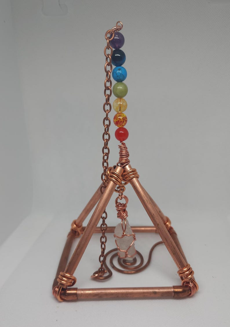 Copper Healing Pyramid 3 Inch Hanging Pyramid With Crystals - Etsy
