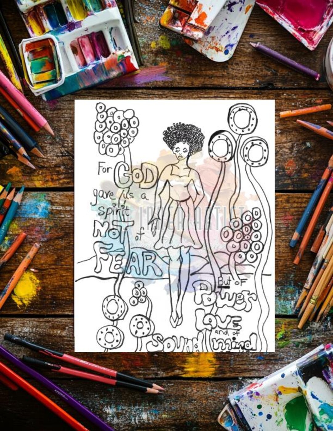 2 Tim 1:7 - Hand-drawn Coloring Page | African American Woman ...