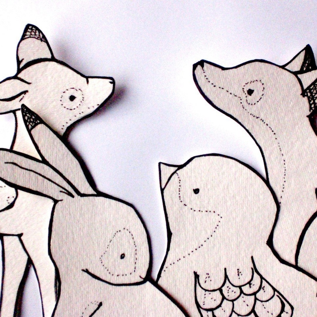 Woodland Creature Cards to Color Printable File - Etsy