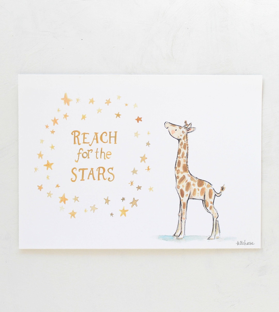 Jungle Nursery Giraffe Art Reach for the Stars Giraffe - Etsy