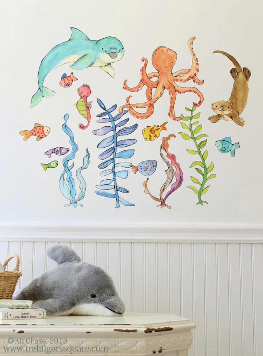 Ocean Art, Sea Animals, Briny Buddies Set B, Wall Decal, Kit Chase ...