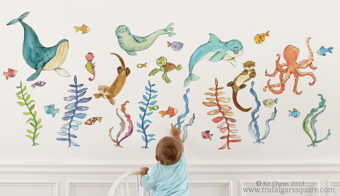 Ocean Art, Sea Animals, Briny Buddies Full Set, Wall Decal, Kit Chase ...