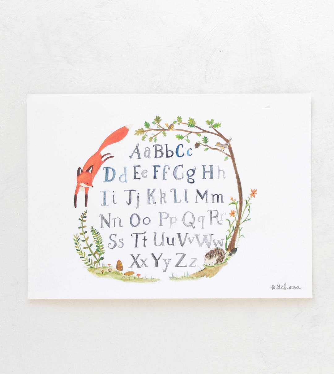 Woodland Nursery, Forest Art, Quick Red Fox Alphabet, Giclée Print, Kit ...