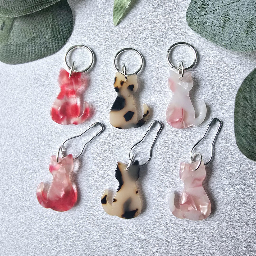 Amelia Acetate Cat Stitch Markers Cat Lover, Knitting Notions, Crochet ...