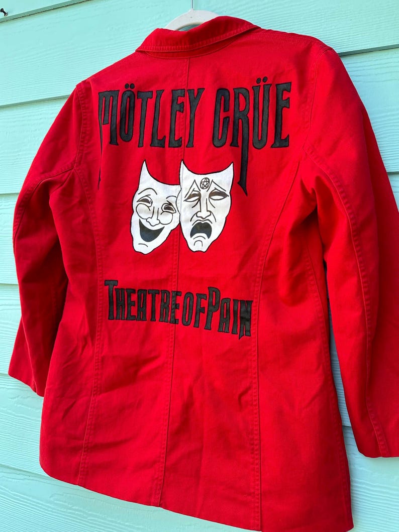 Motley Crue Theatre of Pain Hand Painted Jacket Liz Claiborne Vintage ...