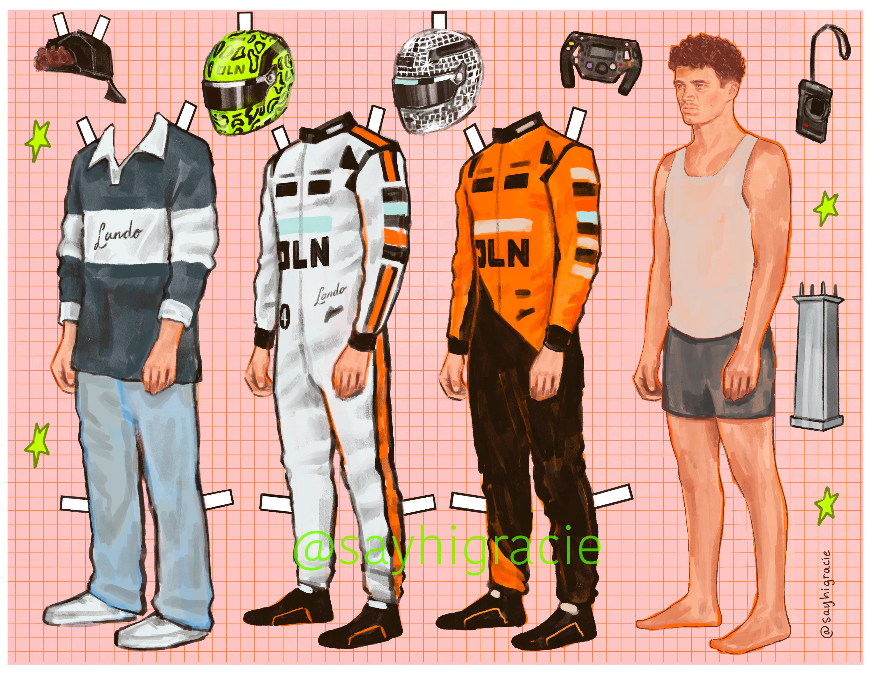 Lando Norris Paper Doll | Printable PDF | Mclaren Formula 1 F1 Art ...