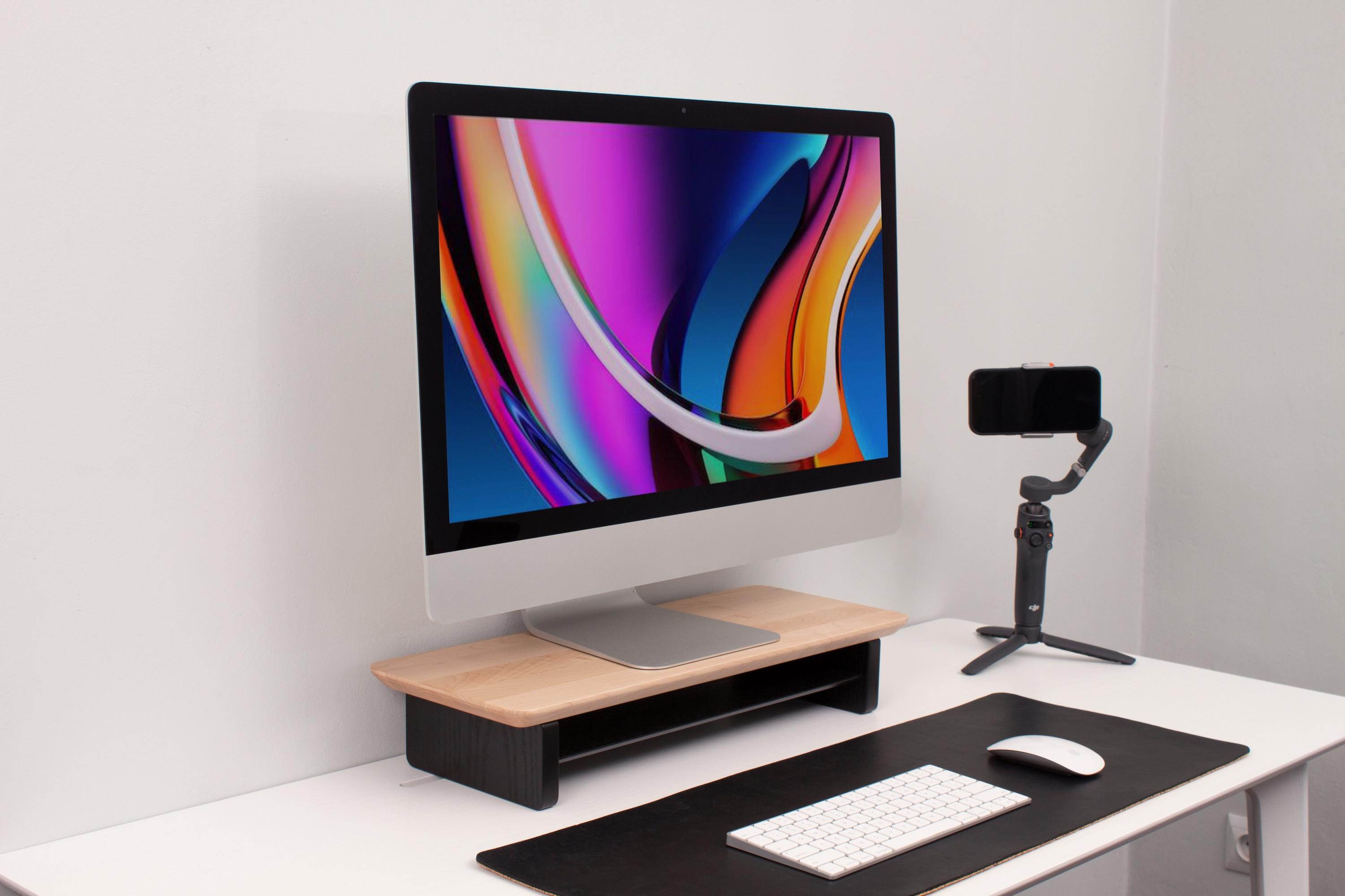 Walnut Monitor Stand Wooden Monitor Riser Maple Desk Organizer - Etsy