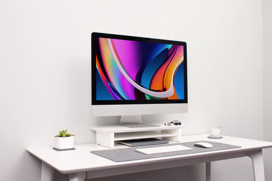 White Monitor Stand Small Monitor Riser Desk Shelf Monitor Stand - Etsy