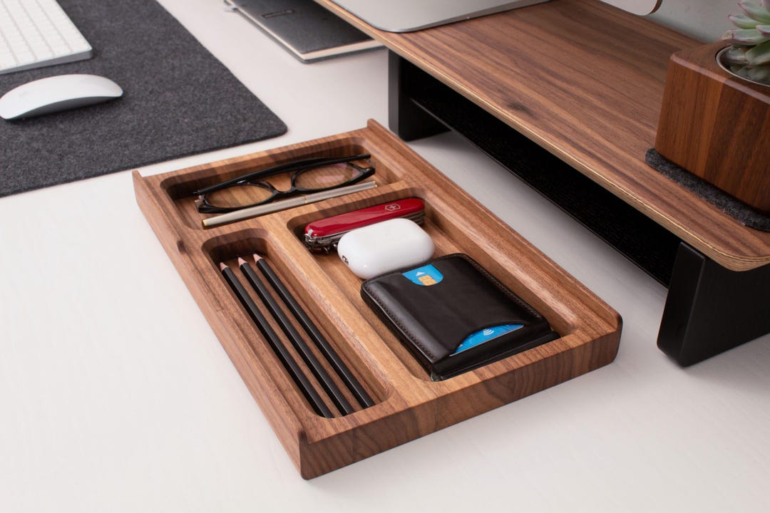 Solid Wood Desk Tray: Walnut or Oak Organizer, DANVERWOOD Compatible - Etsy