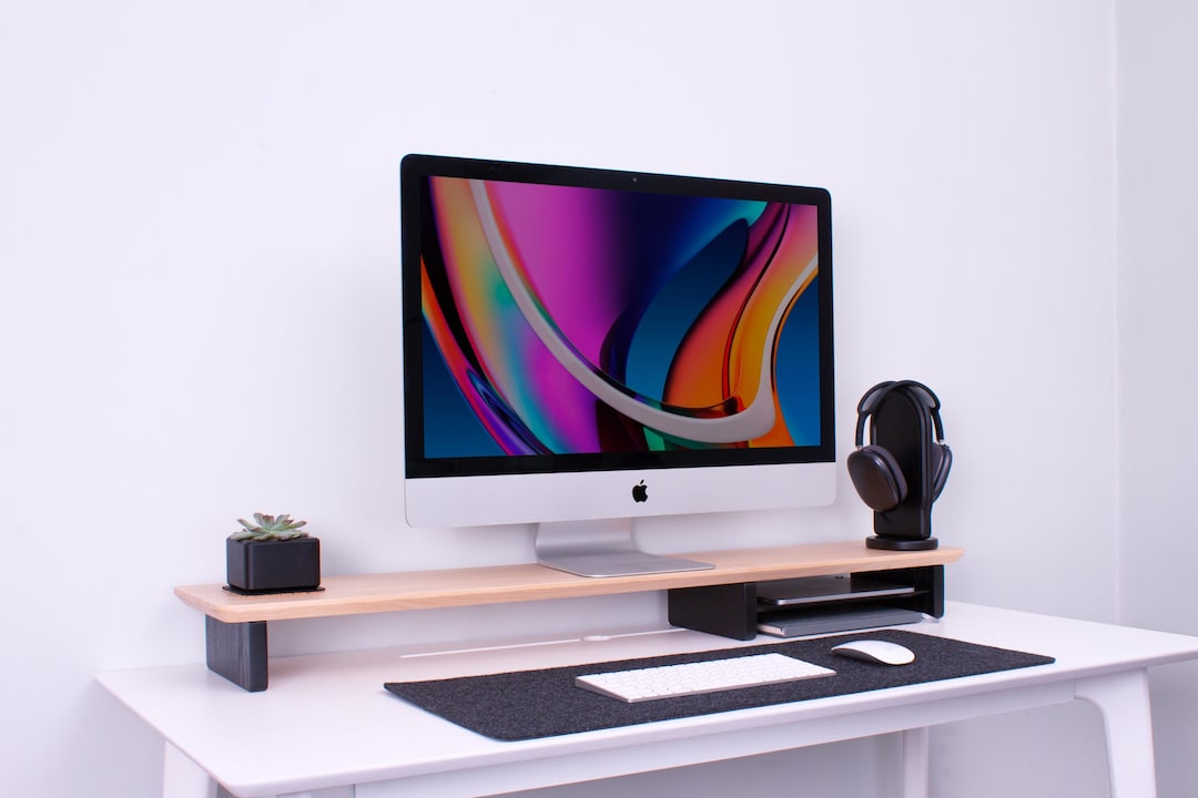 Monitor Riser Wooden Monitor Stand Wood Desk Shelf Dual Monitor Stand ...