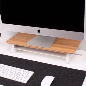 Wooden Monitor Stand Oak Monitor Riser Maple Desk Organizer - Etsy