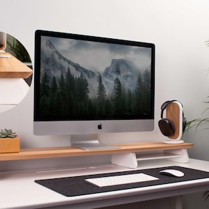 Oak Monitor Stand Wooden Monitor Riser Desk Organizer Desk Shelf S1 M1 ...