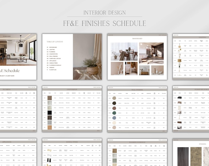 Interior Design FF&E Schedule Template | Furniture and Finishes ...