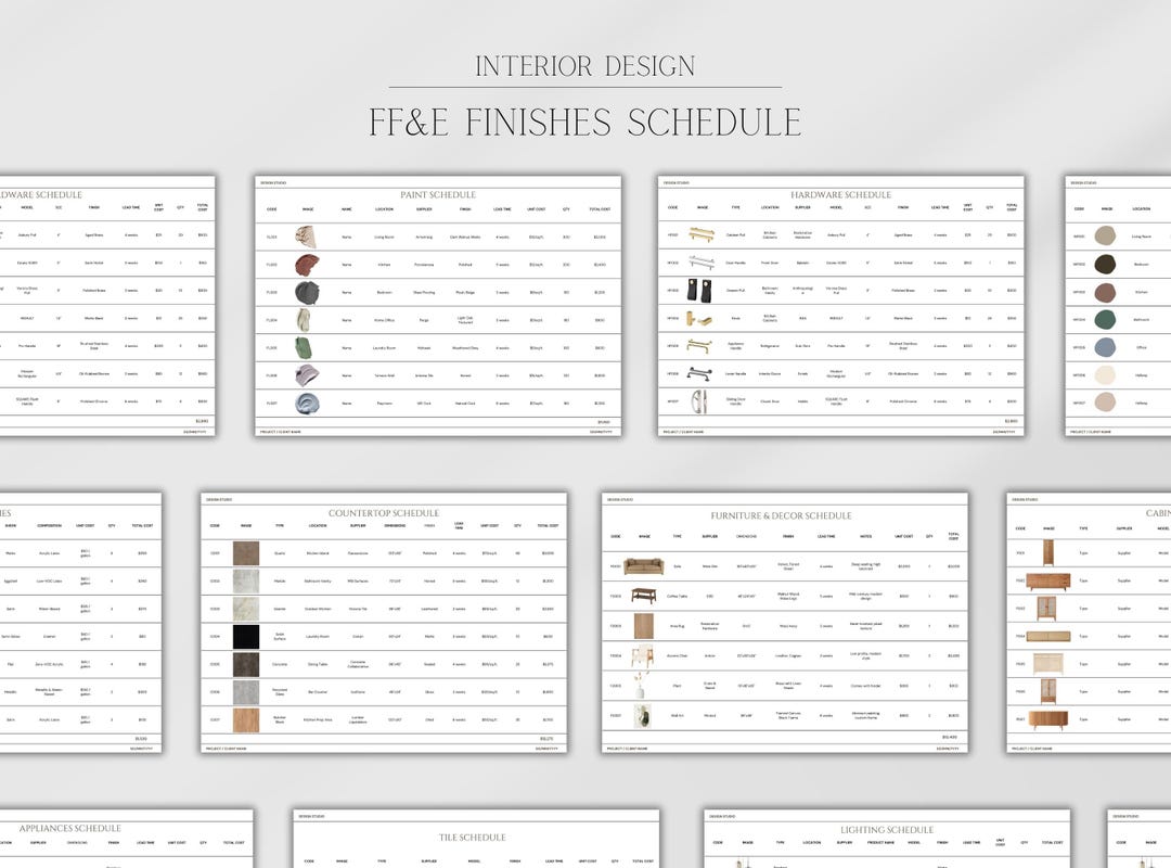 FFE Finishes Schedule | Interior Design Furniture | Fixtures and ...