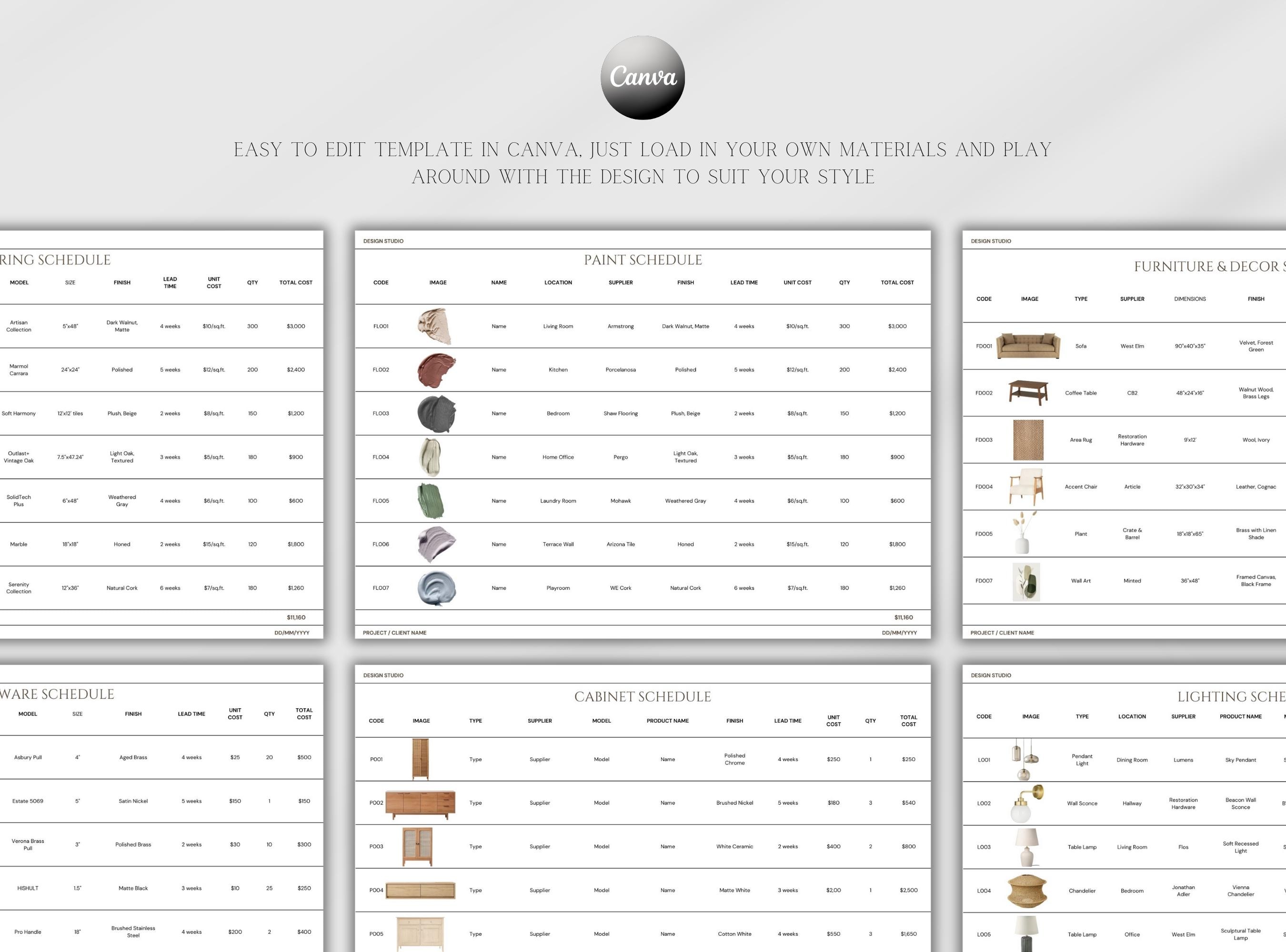 FFE Finishes Schedule | Interior Design Furniture | Fixtures and ...