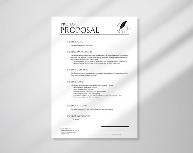 Minimal Project Proposal Template Canva | Client Onboarding Form ...