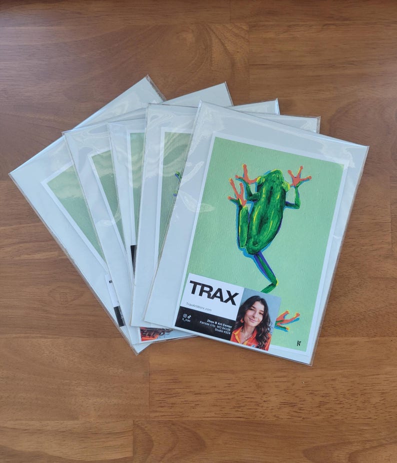 Vibrant Frog Prints Whimsical 5x7 Acrylic Painting Reproduction 611 - Etsy