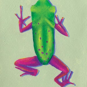 Vibrant Frog Prints Whimsical 5x7 Acrylic Painting Reproduction 611 - Etsy