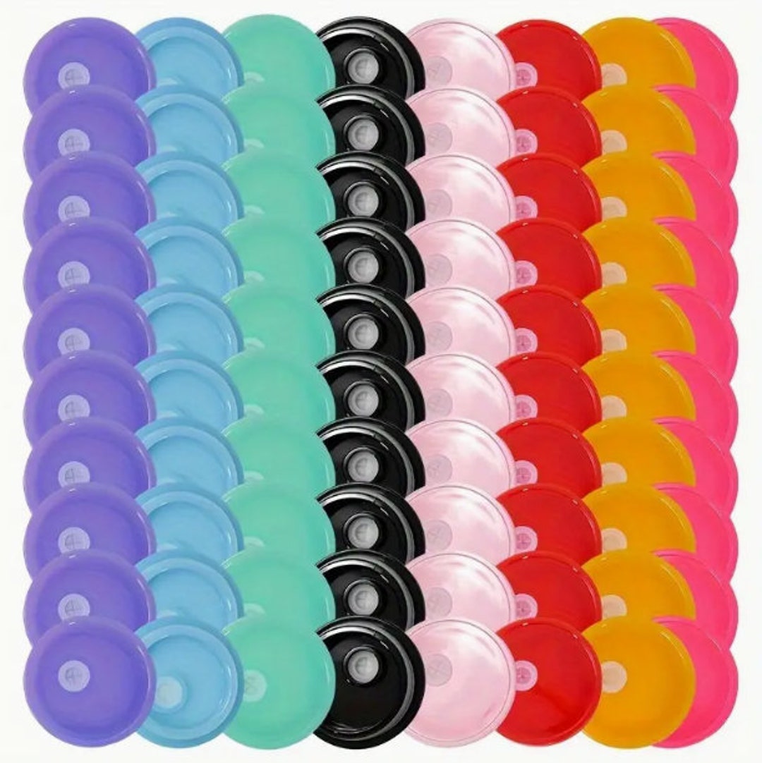Colorful Plastic Replacement Lids for 16oz Glass Cups - Durable and ...