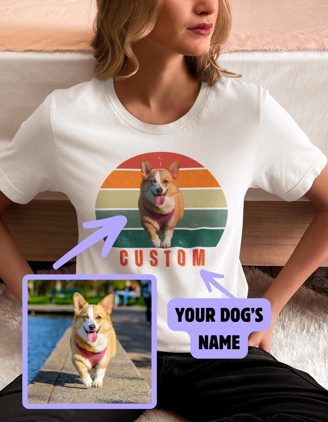 Custom Dog Shirt, Custom Pet Shirt With Vintage Portrait Personalize ...