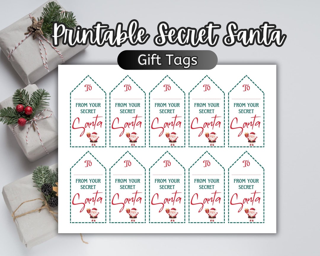 Printable Secret Santa Gift Tags - Instant Download - 10x Green & Red ...