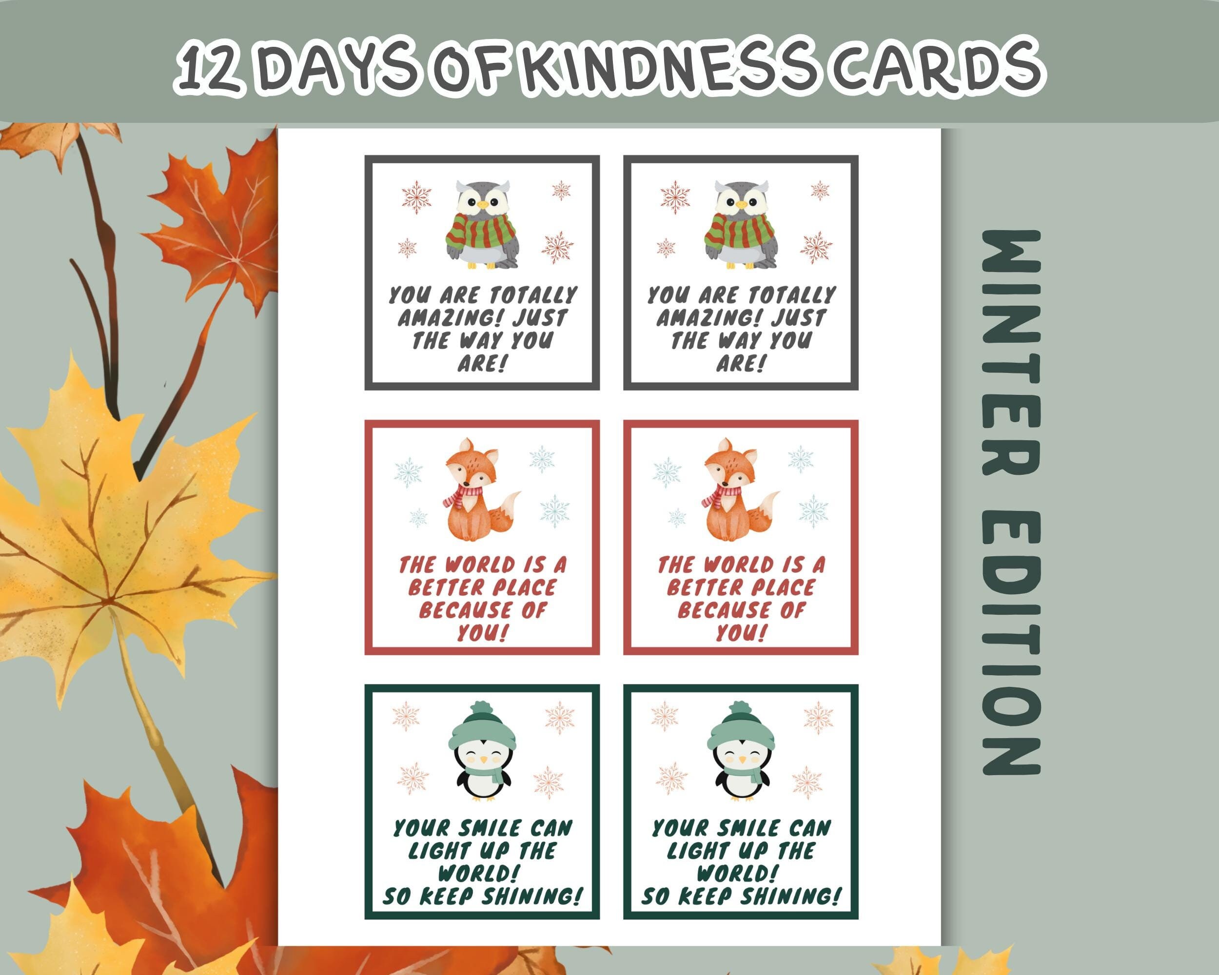 Printable Compliment Cards - Spread 12 Days of Kindness This Winter ...