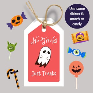 Printable Halloween Gift Tags, Colorful Tags for Candy Gifts, Trick or ...