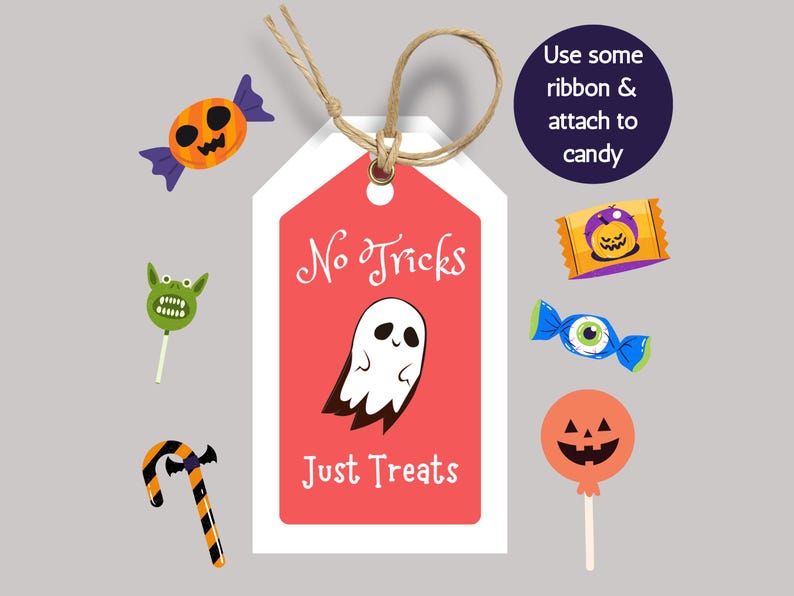 Printable Halloween Gift Tags, Colorful Tags for Candy Gifts, Trick or ...