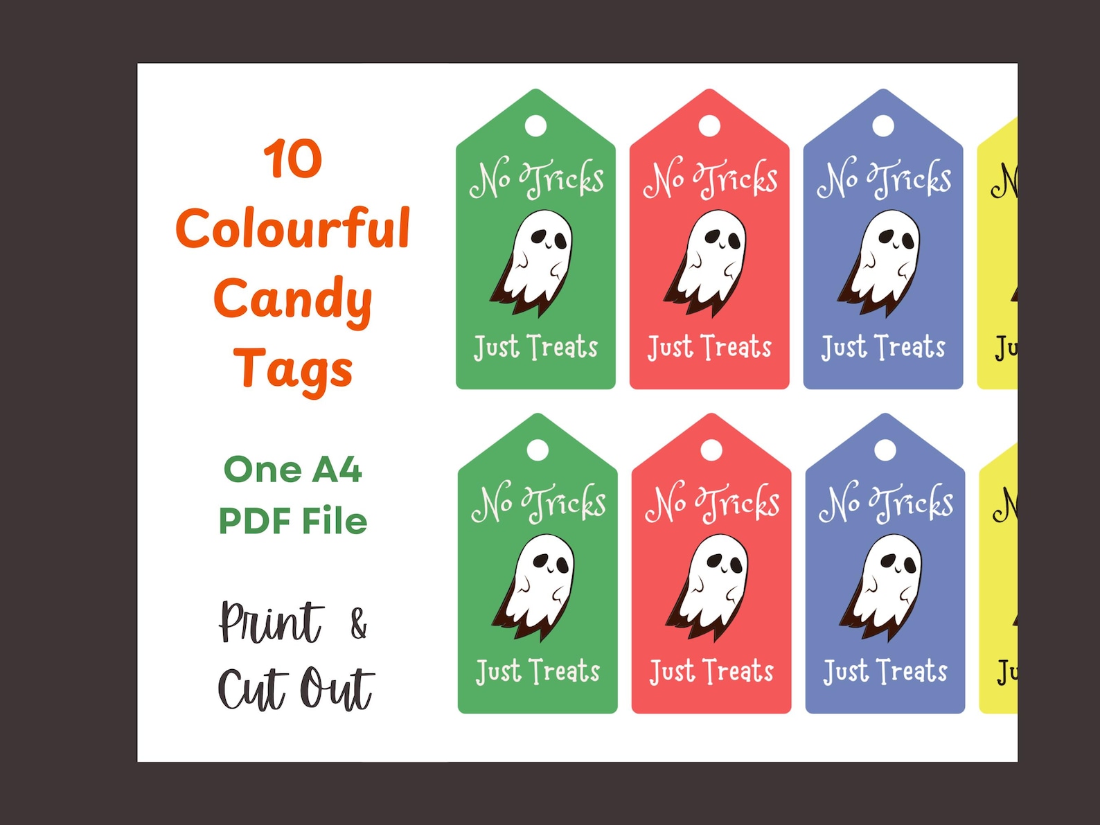 Printable Halloween Gift Tags, Colorful Tags for Candy Gifts, Trick or ...