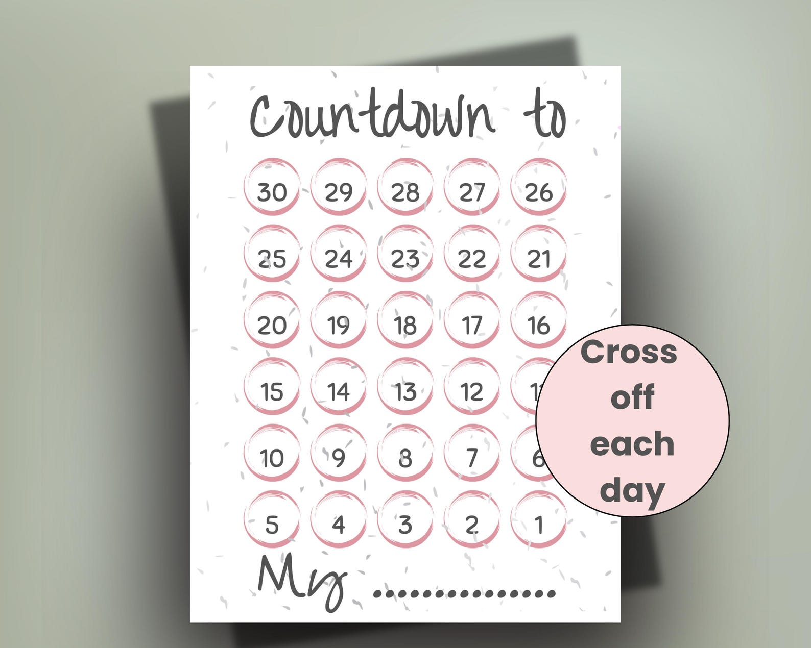 30 Day Countdown Printable, A4 Instant Download, Daily Countdown to ...