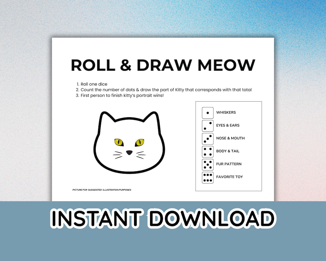 Kitty Roll the Dice & Draw Activity, for Kids and Cat Lovers, Fun ...