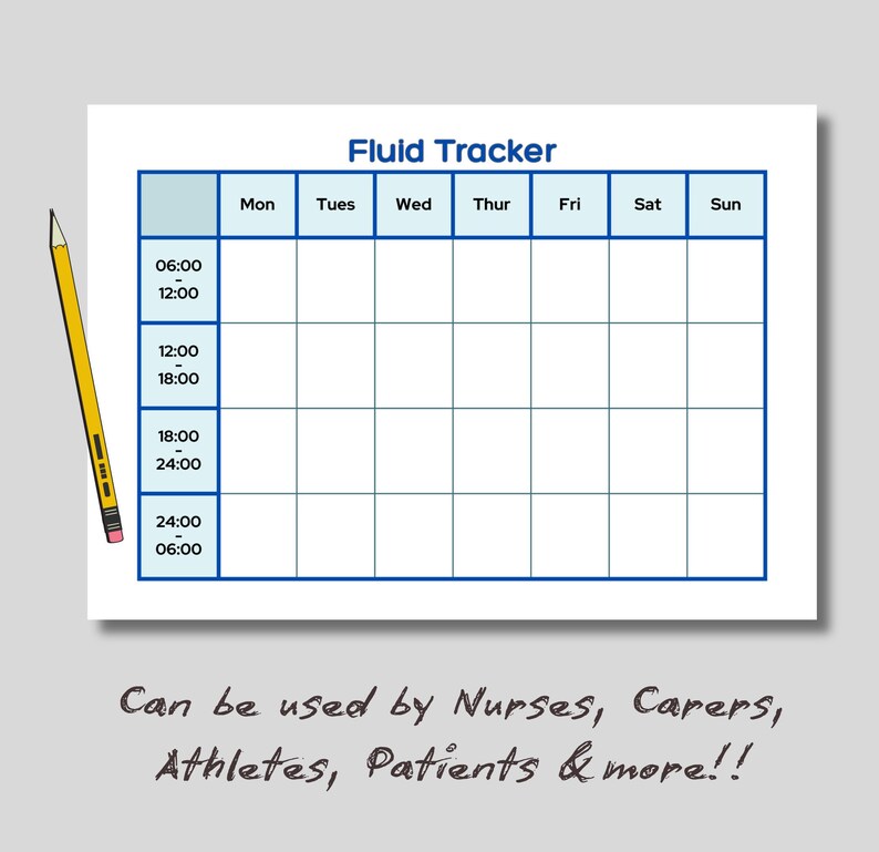 Simple Weekly Fluid Intake Tracker, Instant Printable Download, A4 PDF ...