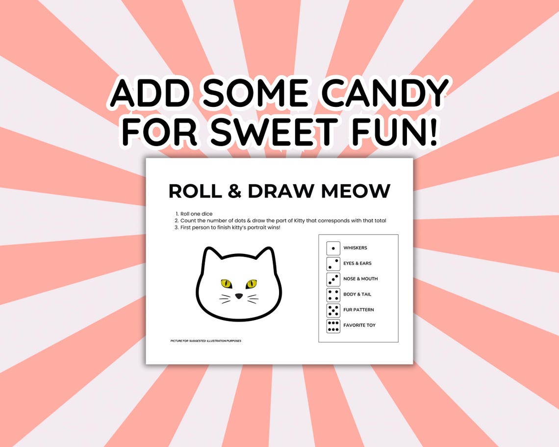 Kitty Roll the Dice & Draw Activity, for Kids and Cat Lovers, Fun ...