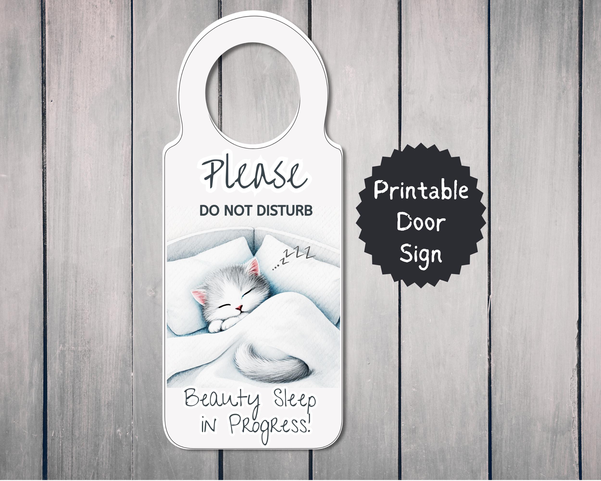 Cute Kitty Cat Please Do Not Disturb Printable Door Hanger, Beauty ...