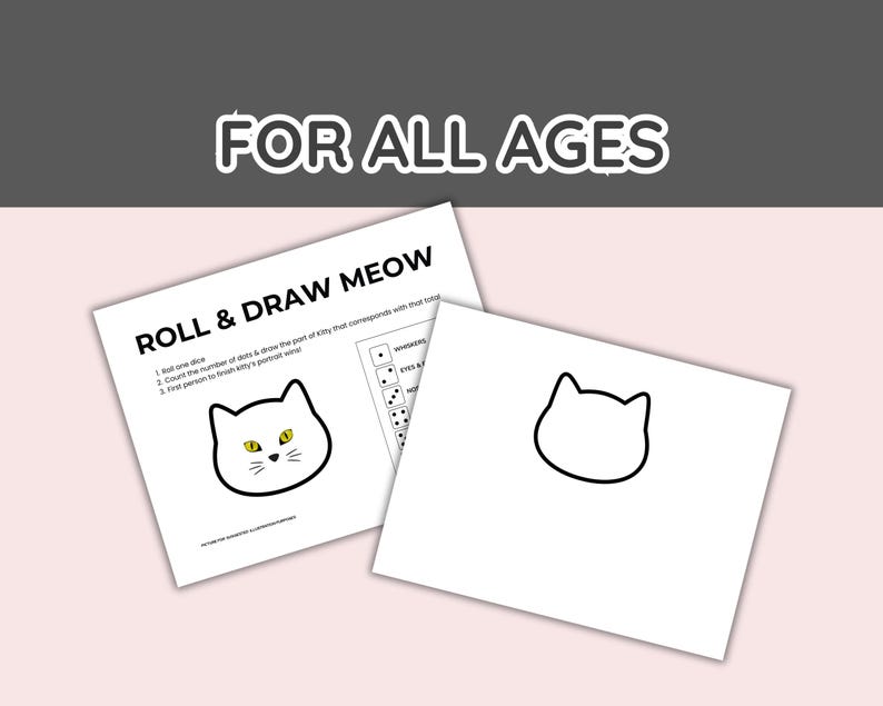Kitty Roll the Dice & Draw Activity, for Kids and Cat Lovers, Fun ...