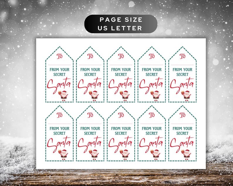 Printable Secret Santa Gift Tags - Instant Download - 10x Green & Red ...